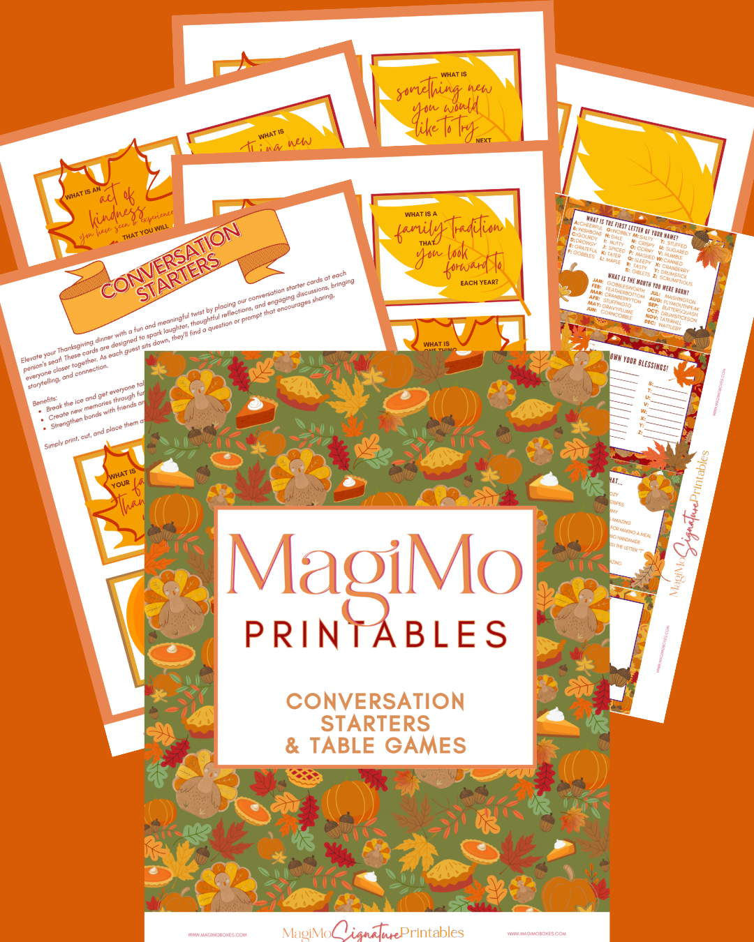 Thanksgiving Conversation Starters and Table Game Cards [Printable - D – MagiMo Boxes